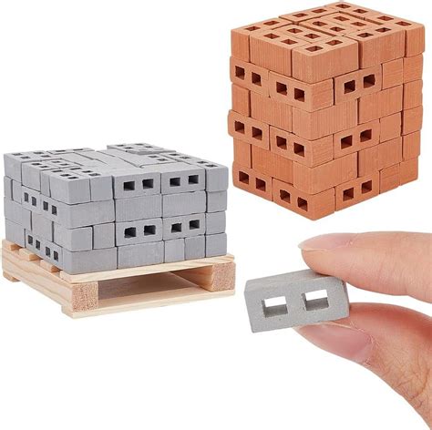 200pcs Mini Cinder Blocks With 1pc Wood Pallet Mini Bricks Miniature Building Blocks Tiny Bricks