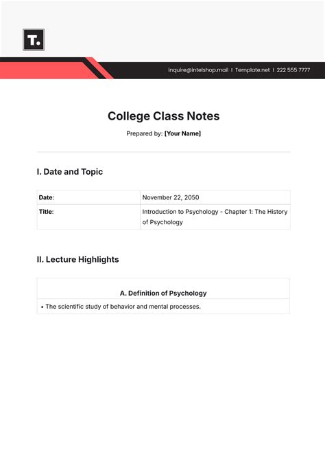 Free Class Notes Templates And Examples Edit Online And Download