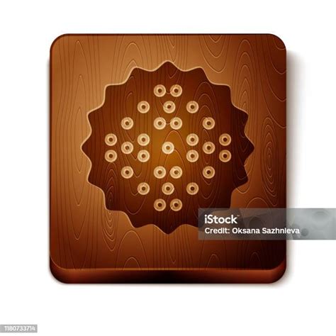 갈색 크래커 비스킷 아이콘 흰색 배경에 격리 달콤한 쿠키 나무 사각형 버튼입니다 벡터 일러스트레이션 건강한 식생활에 대한 스톡