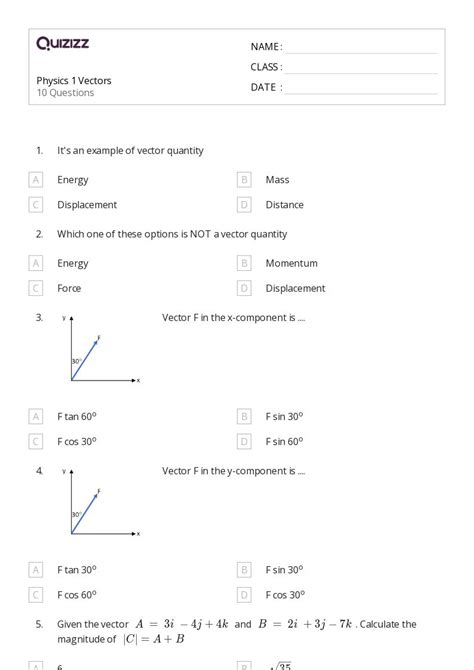 50 Vectors Worksheets For 10th Class On Quizizz Free And Printable