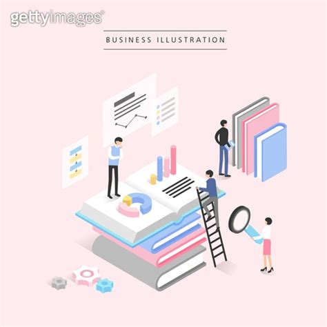 비즈니스 비즈니스맨 비즈니스우먼 4차산업혁명 산업혁명 컴퓨터네트워크 컴퓨터장비 노트 그래프 돋보기 이미지 Jv11116212 게티이미지뱅크