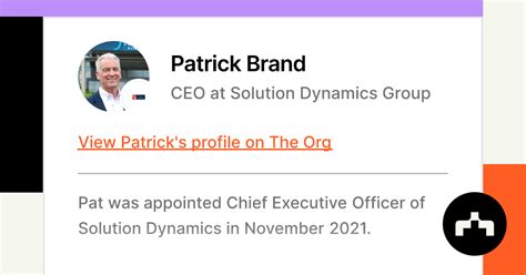 Patrick Brand Ceo At Solution Dynamics Group The Org