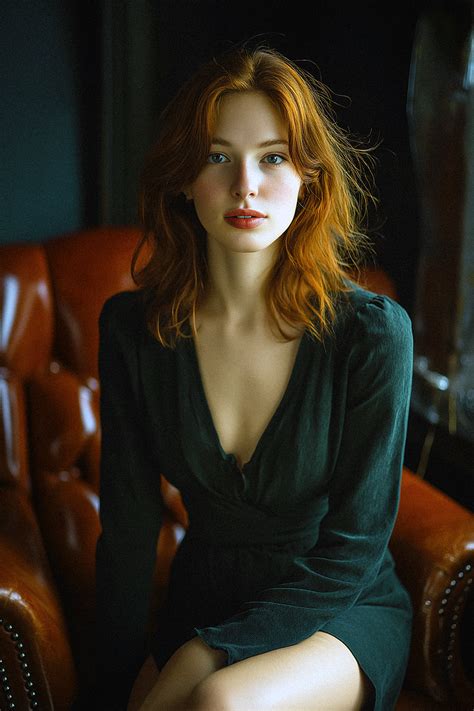 Download Ai Generated Redhead Green Dress Royalty Free Stock