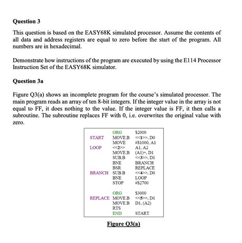 Solved Question 3 This Question Is Based On The Easy68k