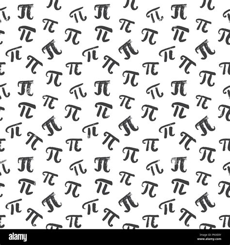 Pi Symbol Seamless Pattern Vector Illustration Hand Drawn Sketched Grunge Mathematical Signs