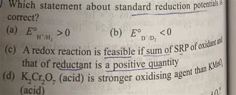 [answered] Which Statement About Standard Reduction Potentials Is Kunduz