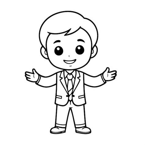 어린아이들을 위한 귀여운 사업가 그림의 터 일러스트레이션 프리미엄 벡터