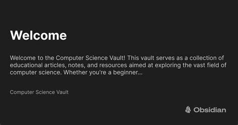 Welcome Computer Science Vault Obsidian Publish