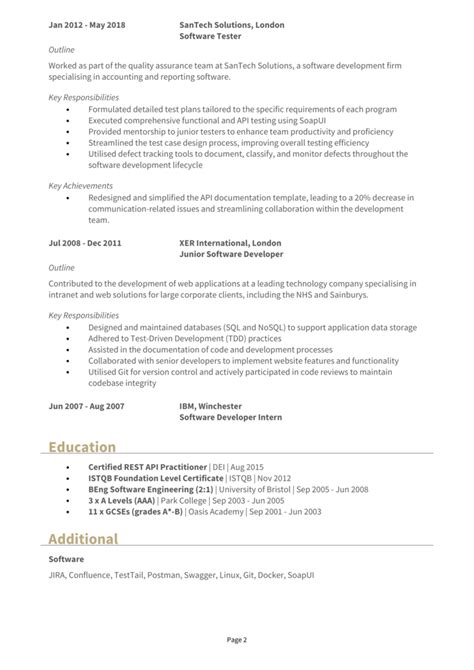 API Testing CV Example Guide Land Great Jobs