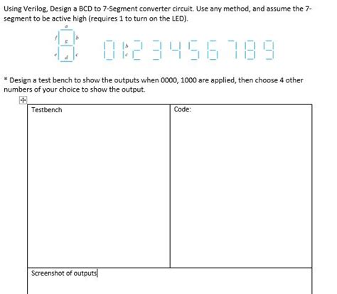 Solved Using Verilog Design A Bcd To 7 Segment Converter