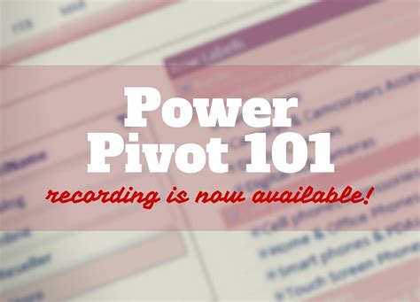 Watch The Power Pivot 101 Webinar Recording Data And Analytics With