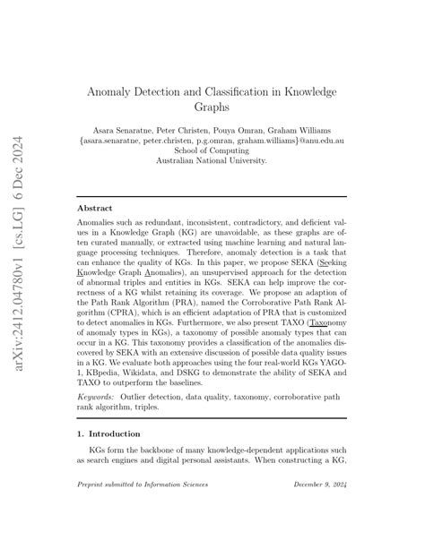 Pdf Anomaly Detection And Classification In Knowledge Graphs