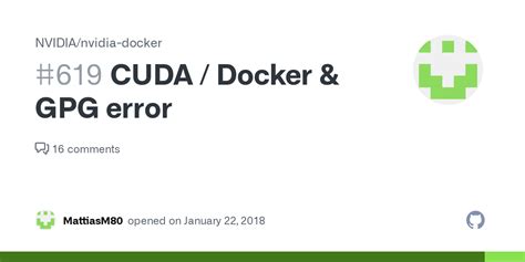 Cuda Docker And Gpg Error · Issue 619 · Nvidianvidia Docker · Github