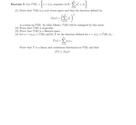 Solved Exercise Let V Be A Normed Space Over K R Or C Chegg