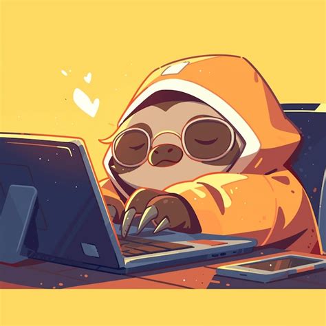 Premium Vector A Lazy Sloth Software Engineer Cartoon Style