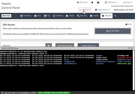 A Web Based Ssh Functionality Enabled On Our Web Hosting Platform