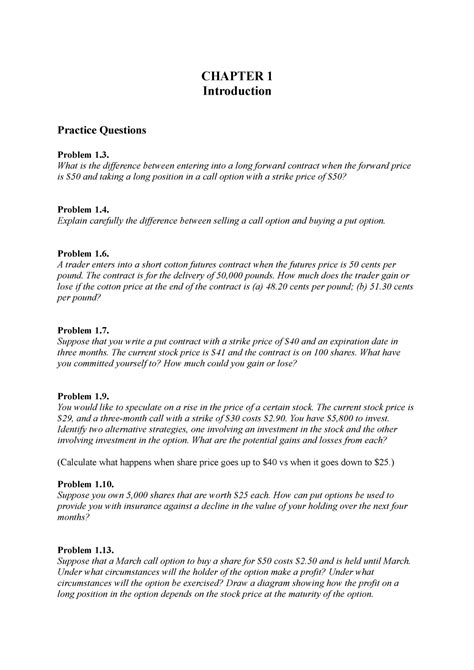 Chapter 1 Practice Questions Chapter 1 Introduction Practice