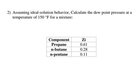 Solved 2 Assuming Ideal Solution Behavior Calculate The