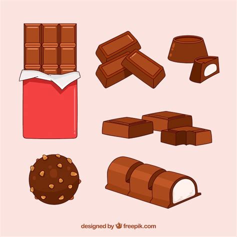 Colección De Barras De Chocolate Dibujadas A Mano Vector Gratis