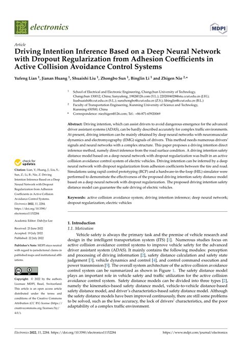 Pdf Driving Intention Inference Based On A Deep Neural Network With Dropout Regularization