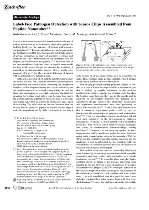 Pdf Label Free Pathogen Detection With Sensor Chips Assembled From