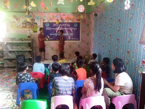 လှိုင်းဘွဲမြို့နယ် ပြည်သူ့စာကြည့်တိုက် ကလေးစာဖတ်ခန်း၌ အင်္ဂလိပ်စာစွမ်းရည်ပြိုင်ပွဲ၊ ပုံပြင်ပြောပ