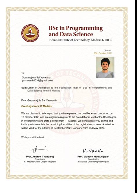 G Lakshmi Sai Bhargavi On Linkedin Learning Iitmadras Opportunity Hardwork Dream