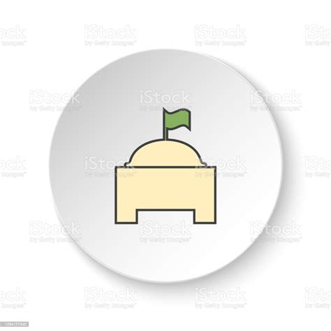 Round Button For Web Icon Monumental Building Button Banner Round Badge Interface For