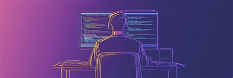 A Programmer Sitting At A Desk Working On Code With A Dual Monitor Setup Representing Technolo