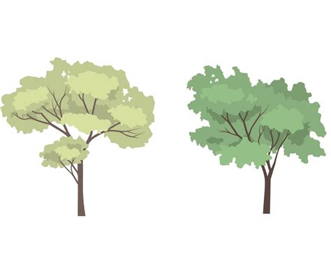 Set Of Flat Vector Trees Clipart Flat Vector Plant Illustration AI SVG PNG Etsy
