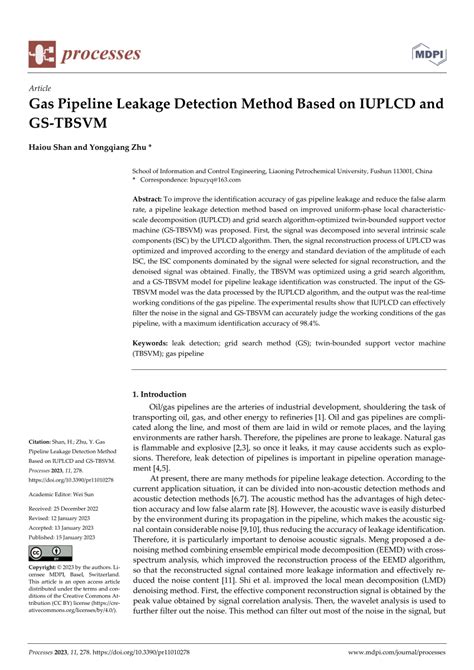 pdf gas pipeline leakage detection method based on iuplcd and gs tbsvm