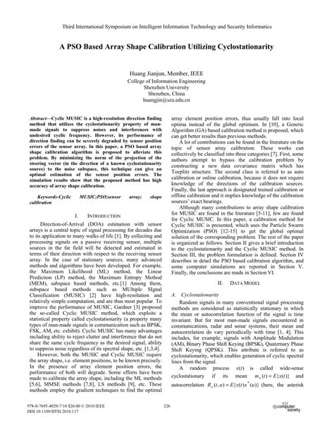 Pdf A Pso Based Array Shape Calibration Utilizing Cyclostationarity