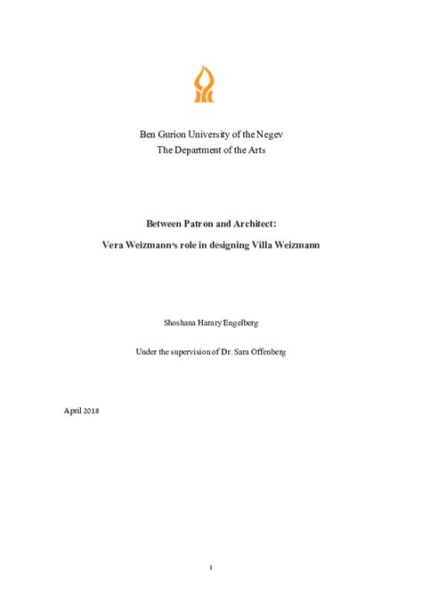 Pdf Between Patron And Architect Vera Weizmann S Role In Designing