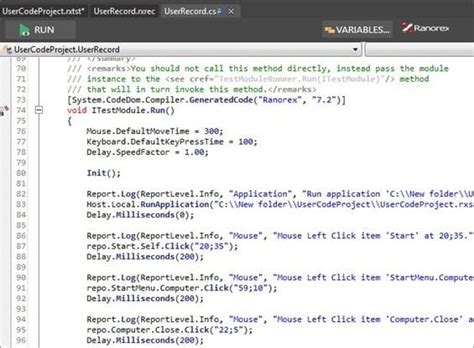 Ranorex 테스트 스위트 테스트 모듈 생성 사용자 코드 파일 Xpath 및 데이터 바인딩 자동화 테스트