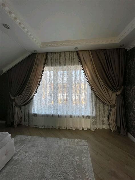 Комплект штор и тюль на скошенные окна, покрывало по размерам ...