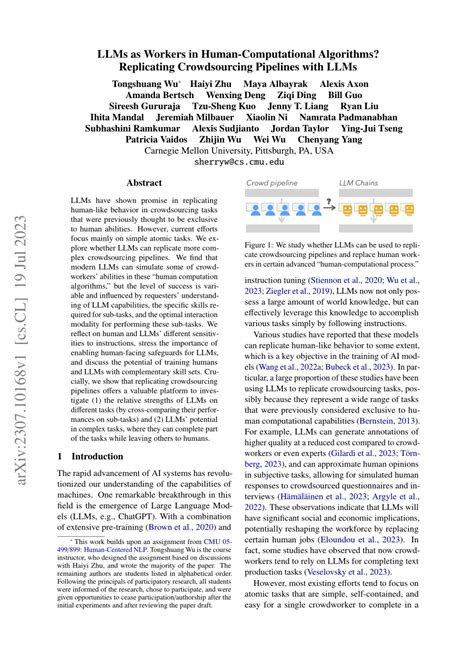 Pdf Llms As Workers In Human Computational Algorithms Replicating