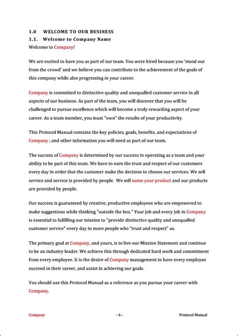 Business Protocol Template