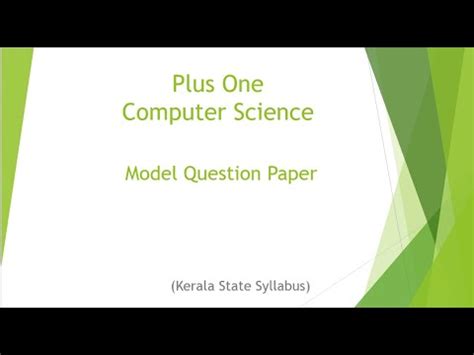 Plus One Computer Science Model Question Paper YouTube