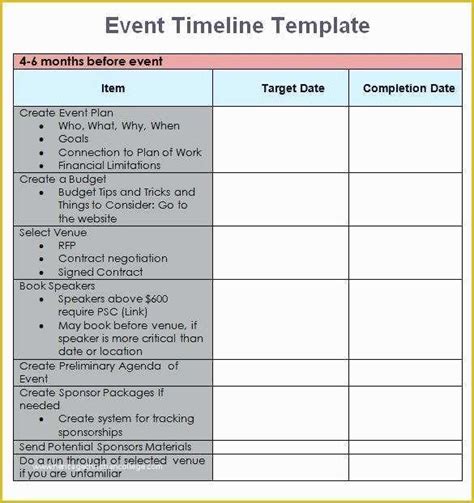 Free Event Timeline Template Of Free Event Planning Timeline Template Download Excel