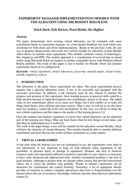 Solution Experiment Manager Implemented Into Moodle With Visualisation