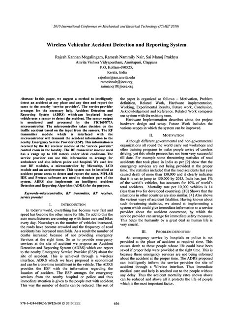 Pdf Wireless Vehicular Accident Detection And Reporting System
