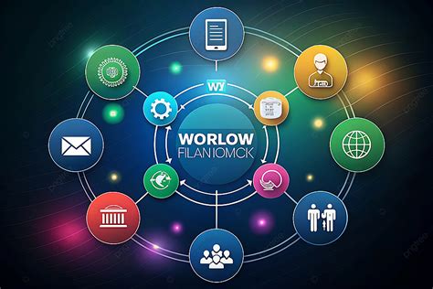 Circular Business Infographic With Interconnected Icons Representing Workflow Background