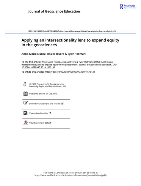 Pdf Applying An Intersectionality Lens To Expand Equity In The