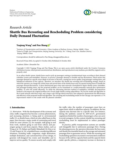 Pdf Shuttle Bus Rerouting And Rescheduling Problem Considering Daily