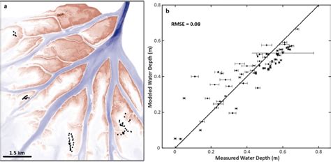 A Locations Of Water Depth Measurements Used For Model Validation Download Scientific