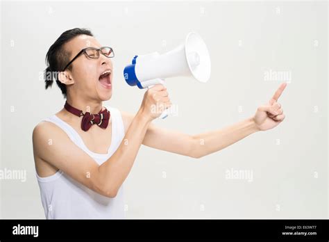 Funky Man With Loud Speaker Stock Photo Alamy