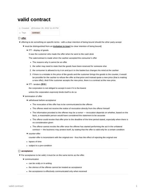 Valid Contract Pdf Offer And Acceptance Consideration