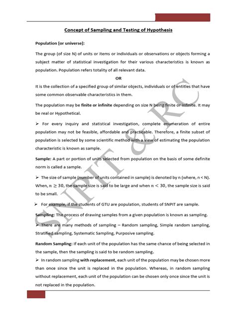 Hypothesis Testing Study Material Pdf Statistical Hypothesis