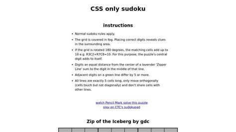 A Playable Sudoku Game Htmlcss Only