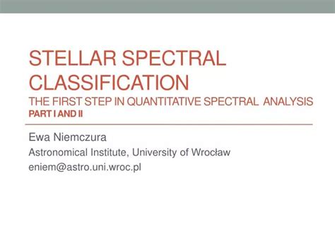 ppt stellar spectral classification the first step in quantitative